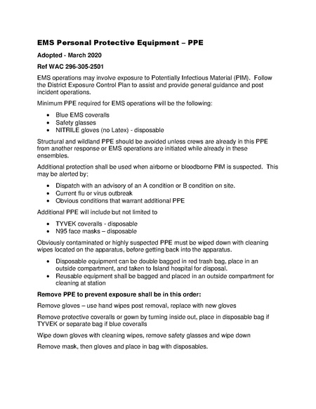 EMS Personal Protective Equipment - MEFD
